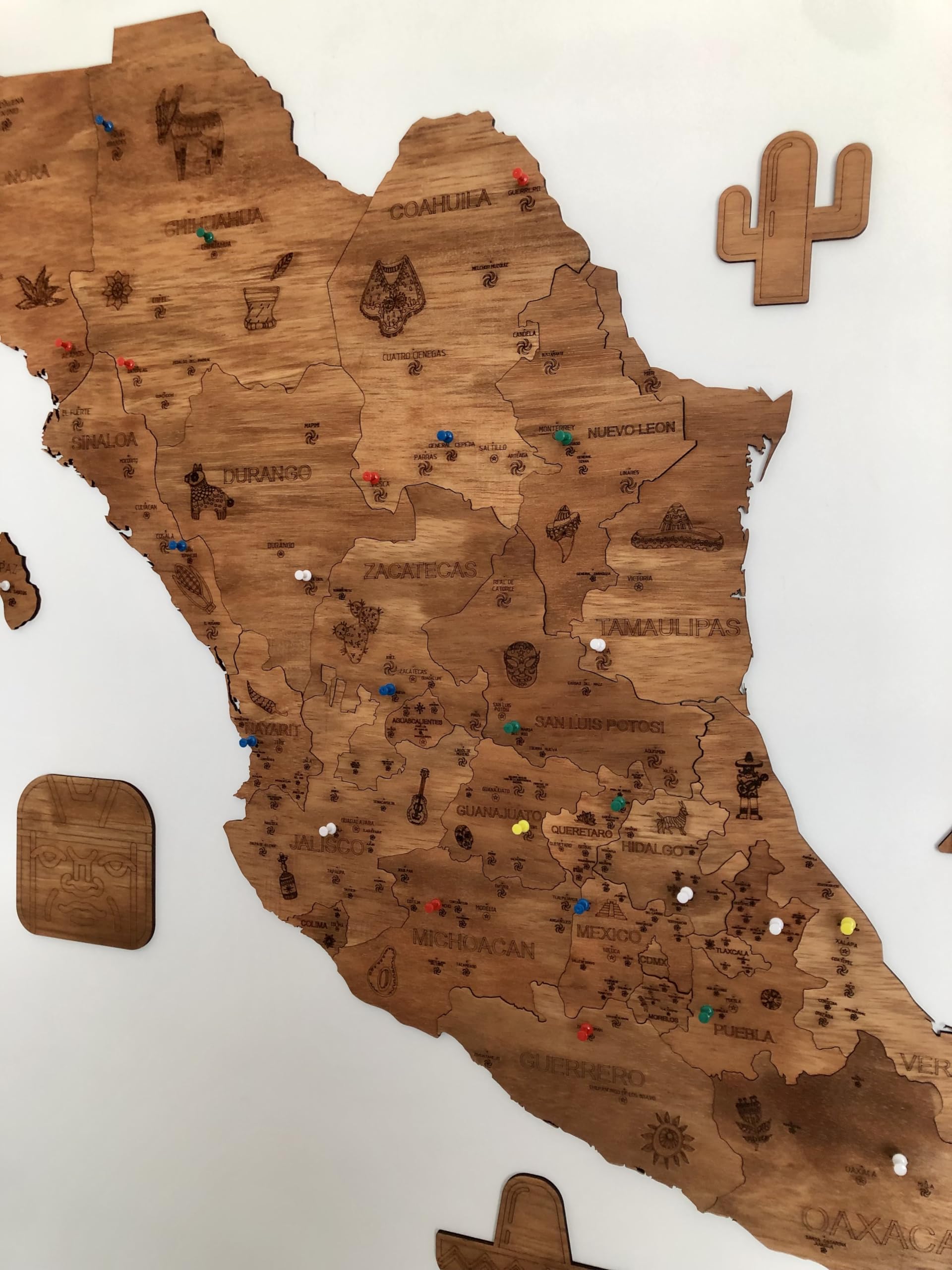 Mapa de madera de México- Pueblos Mágicos- Decoración para tu hogar ...