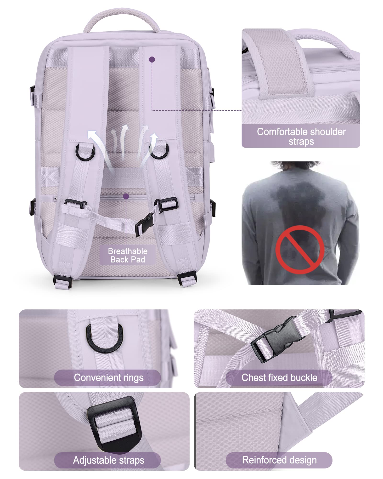 VGCUB Large Travel Backpack,Carry on Backpack for Women Men Airline ...