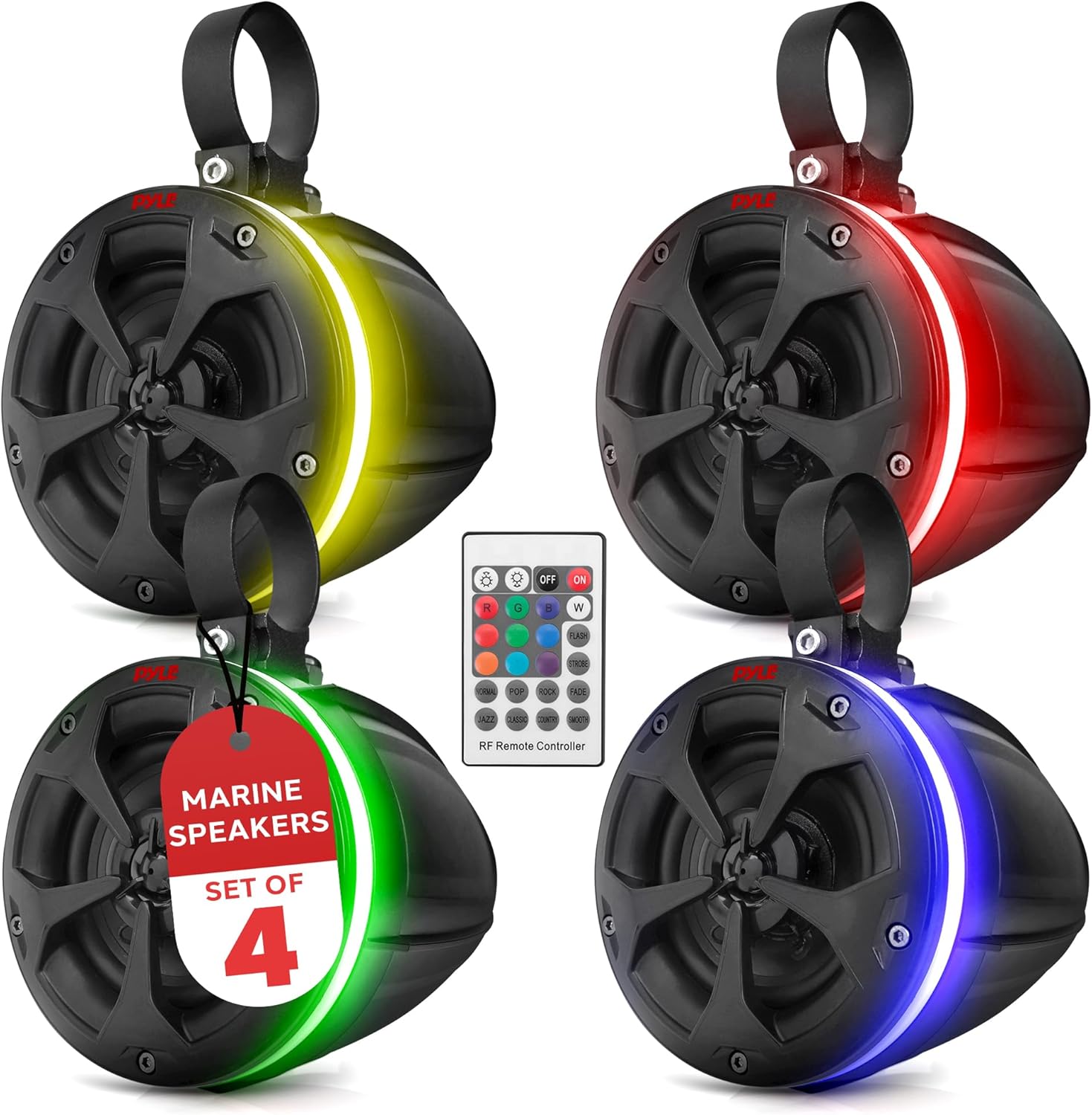 Amazon.com: Pyle 800W Waterproof Off-Road Speakers - 4-Inch 2-Way Marine Grade Wakeboard Tower ...