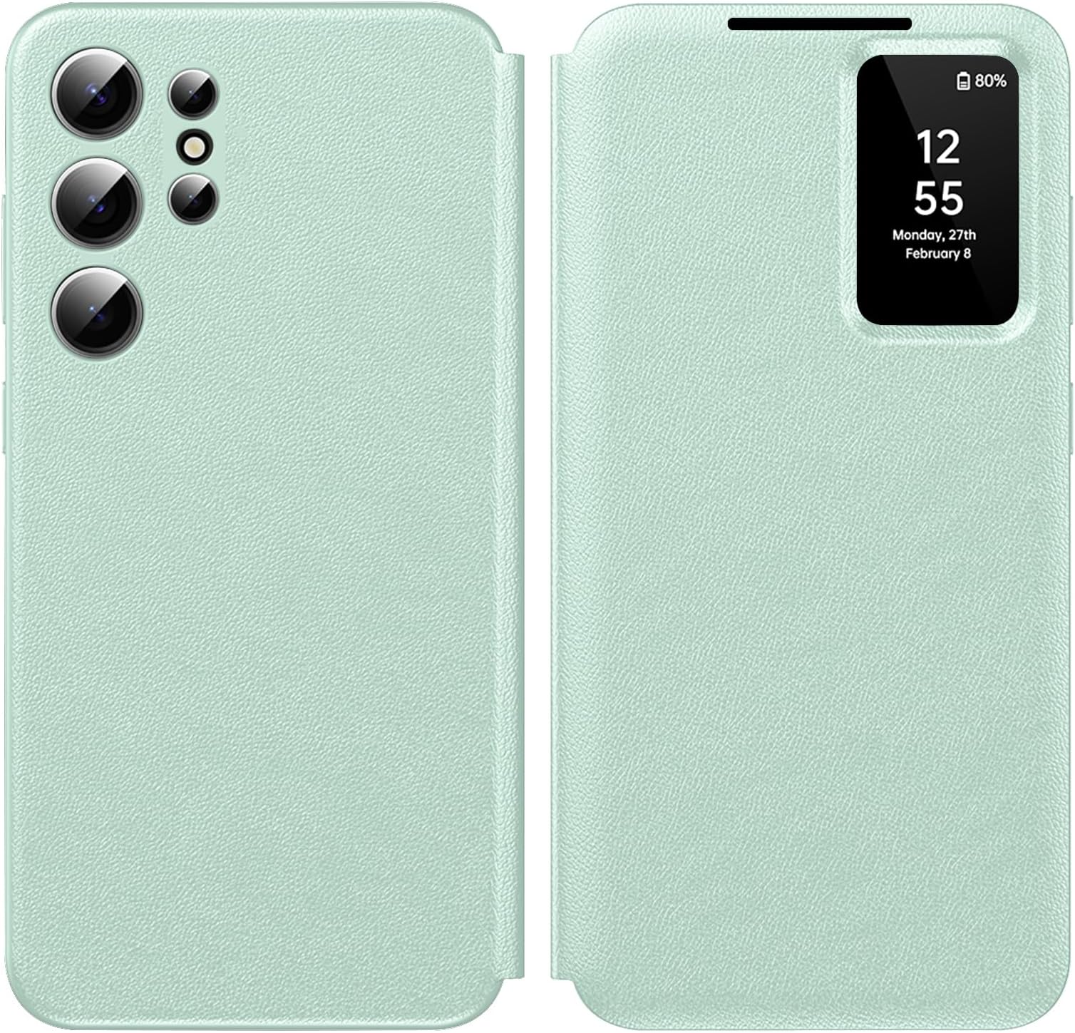 for Samsung Galaxy S25 Ultra Smart View Case, Wallet Case with Clear S ...