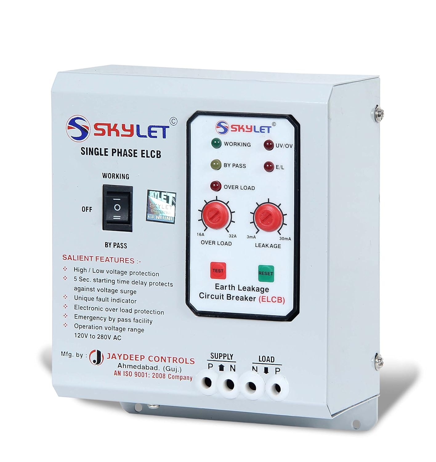 Mivan Technologies Single Phase ELCB + RCCB with Adjustable Overload up ...