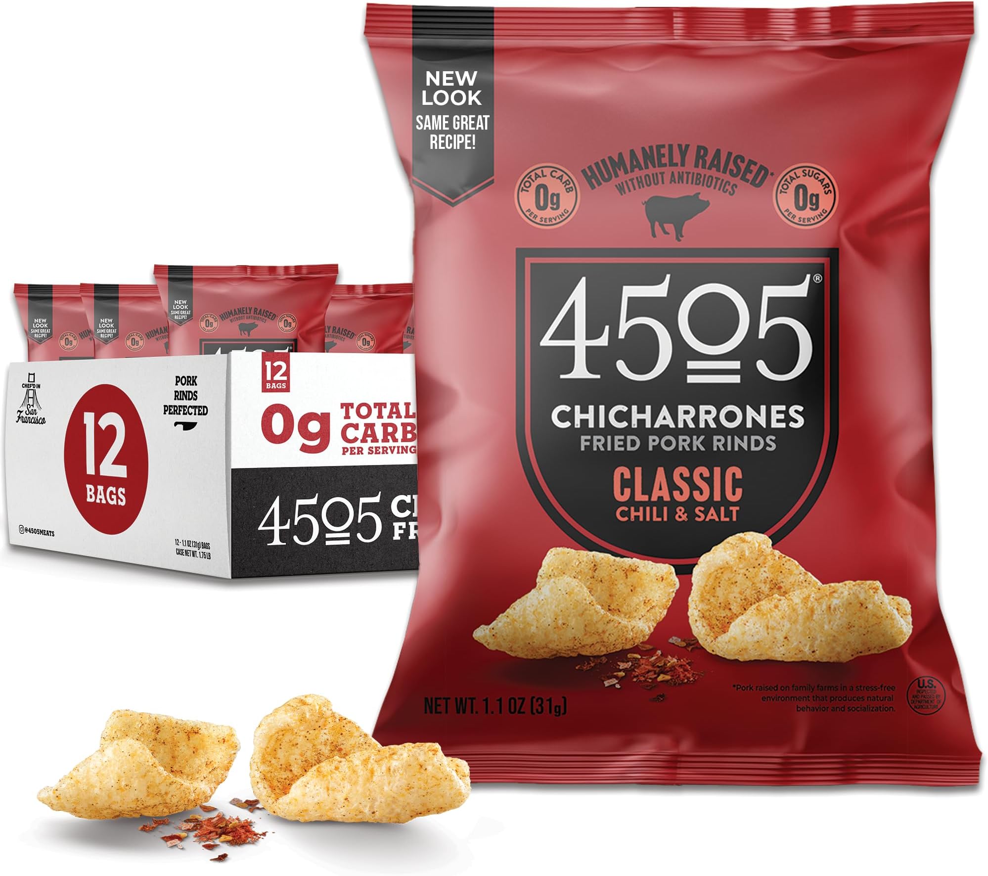 Amazon.com: 4505 Chicharrones Fried Pork Rinds - Flavored Pork Skins ...
