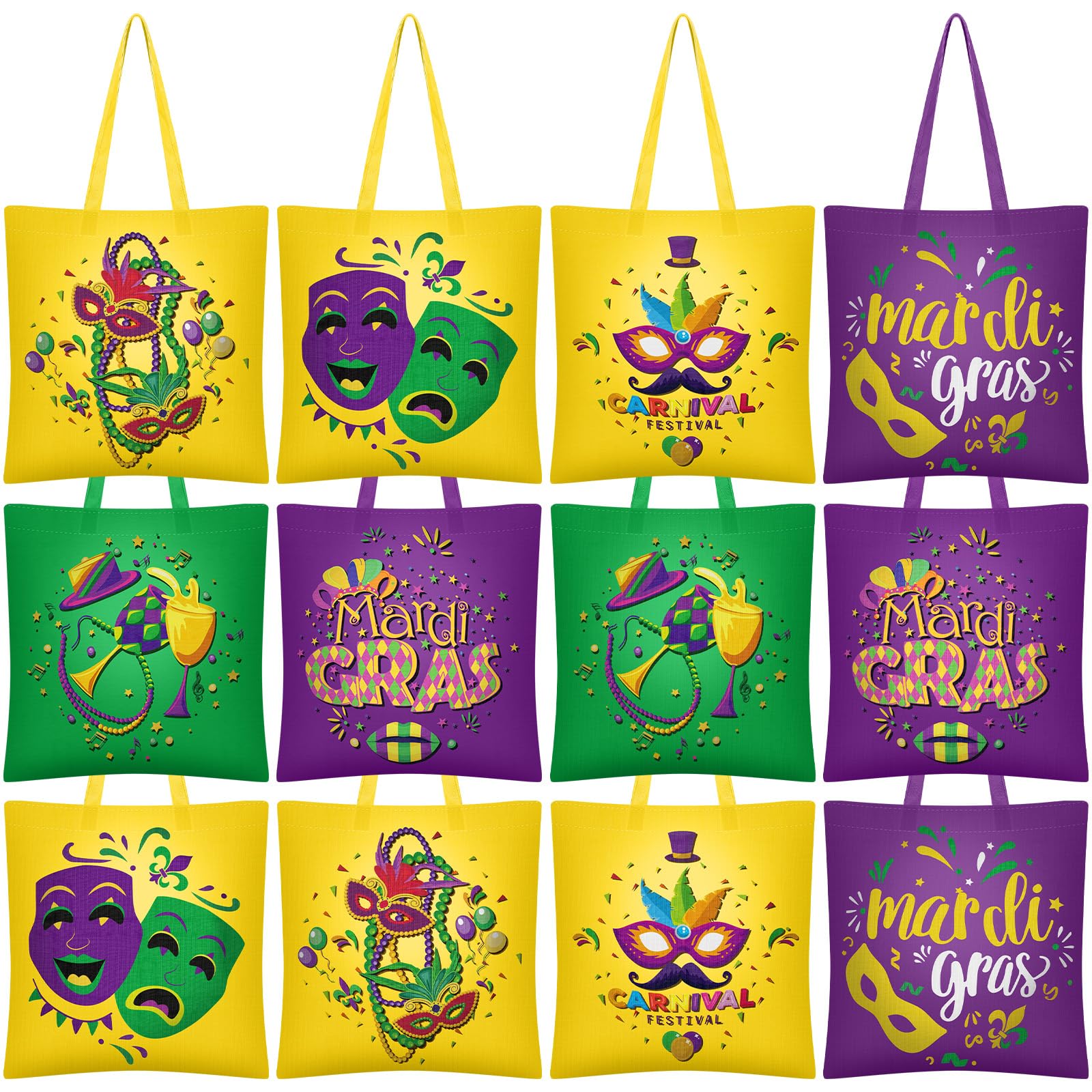 Amazon.com - Yeyeplum 12 Pcs Mardi Gras Gift Bags Canvas Tote Bag 15.7 ...