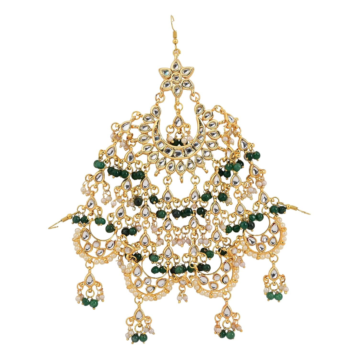 Buy Jewellity Green Kundan Golden Passa/Paasa/Jhumar/Jhoomar ...