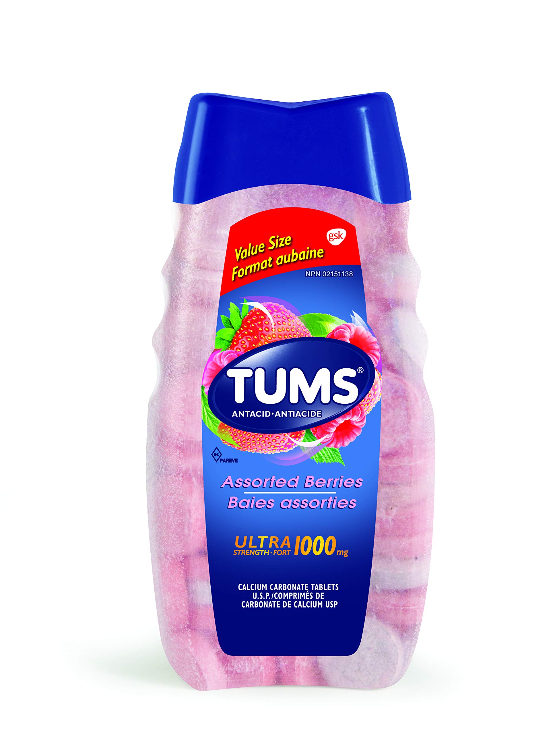 TUMS Ultra Strength Antacid for Heartburn Relief, Assorted Berries, 160 ...