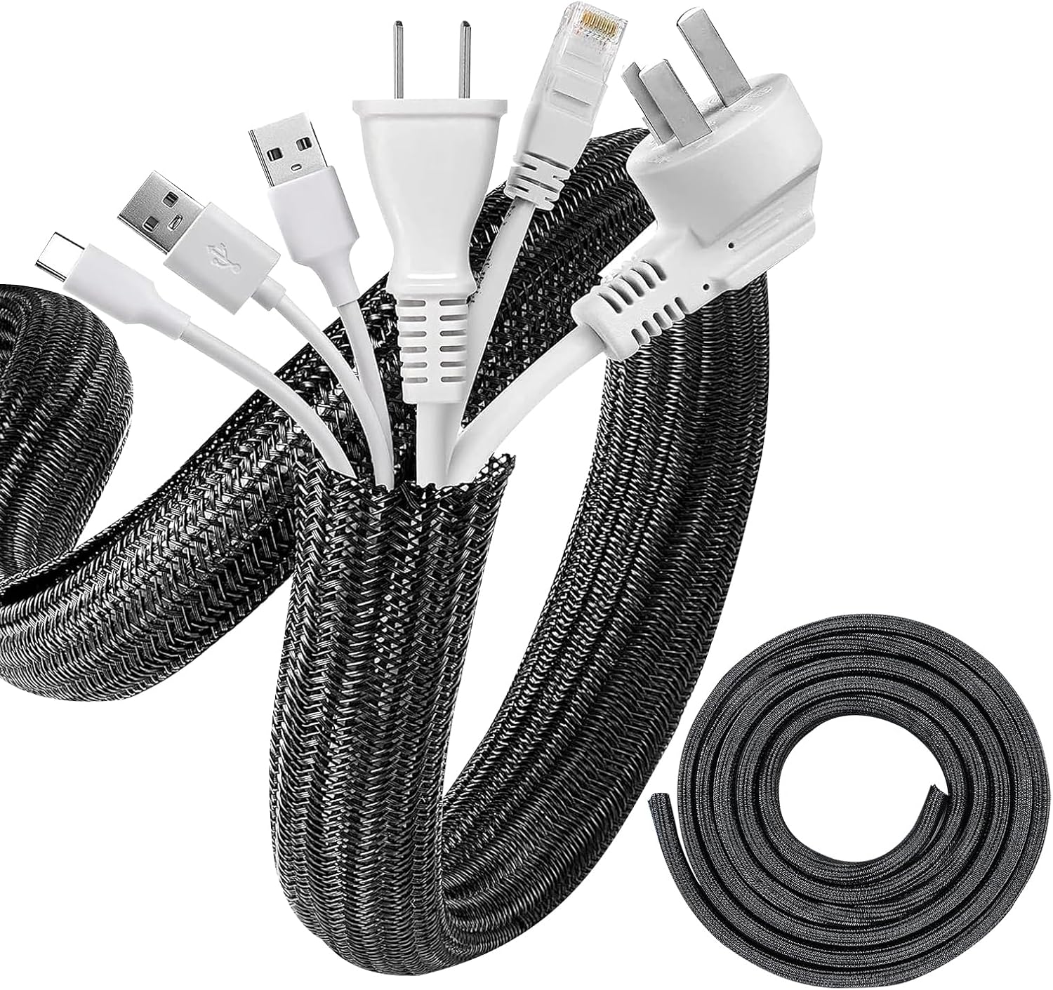 Amazon.co.jp: Mesanda ケーブル収納スリーブ 配線カバー 編組ケーブルスリーブ 全長約3M 内径約13mm コードカバー 線隠し 配線チューブ 配線保護カバー ケーブル ...