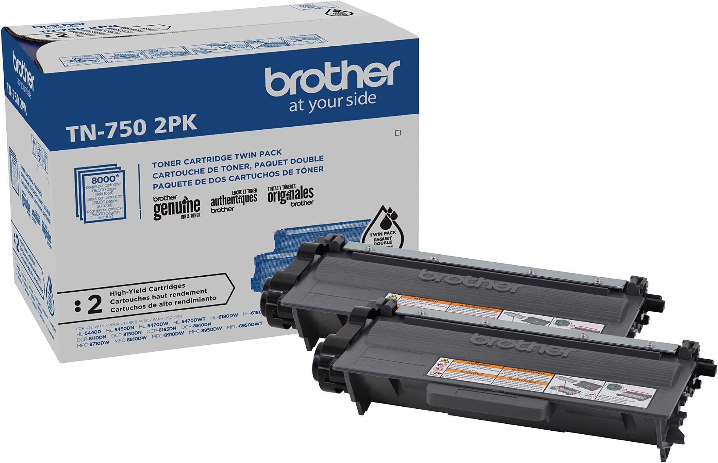 Amazon.com: Brother Genuine High-Yield Black Toner Cartridge Twin Pack ...