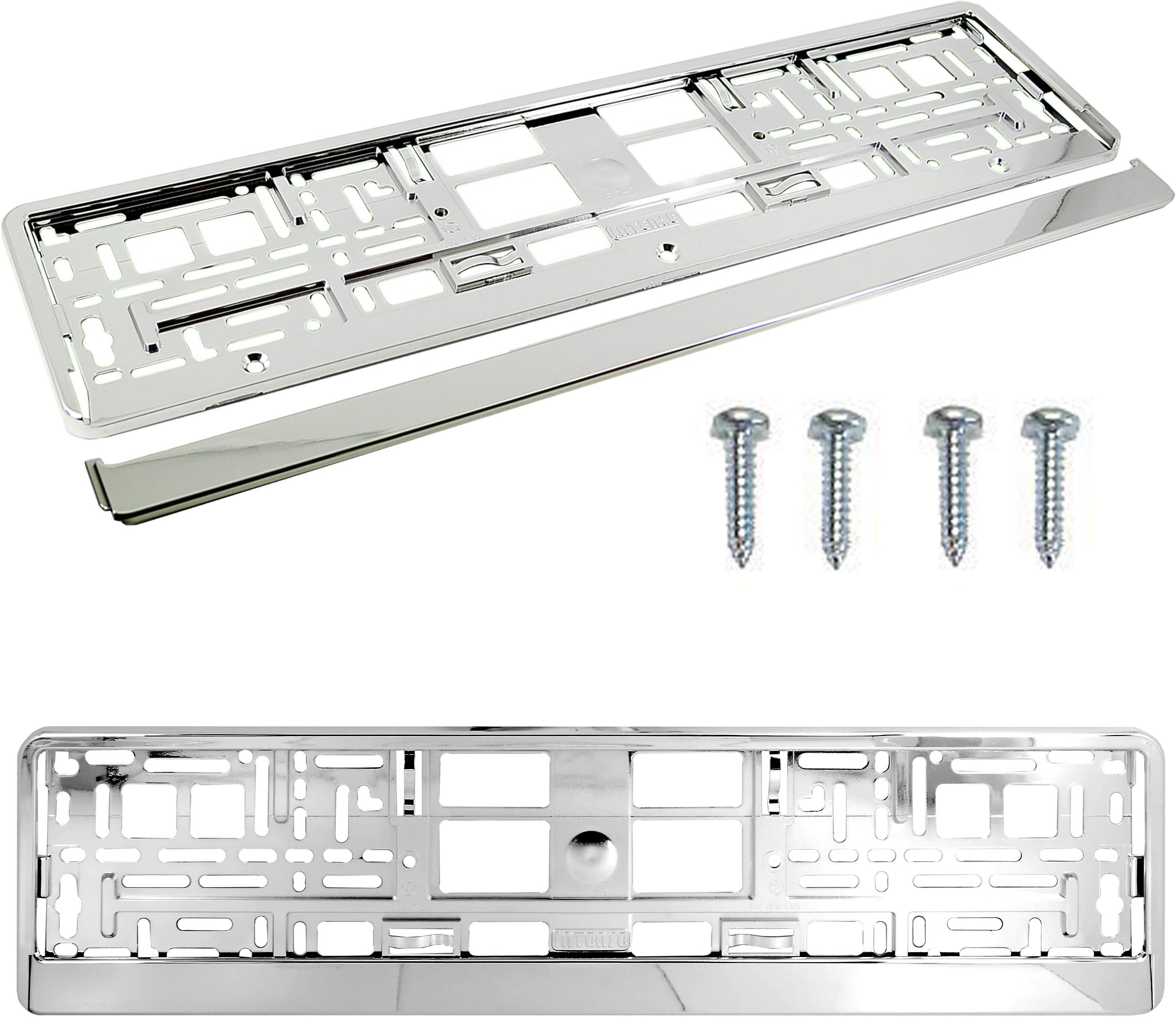 PAIR (2PCS) SUPER CHROME Car Registration License Number Plate Surround ...