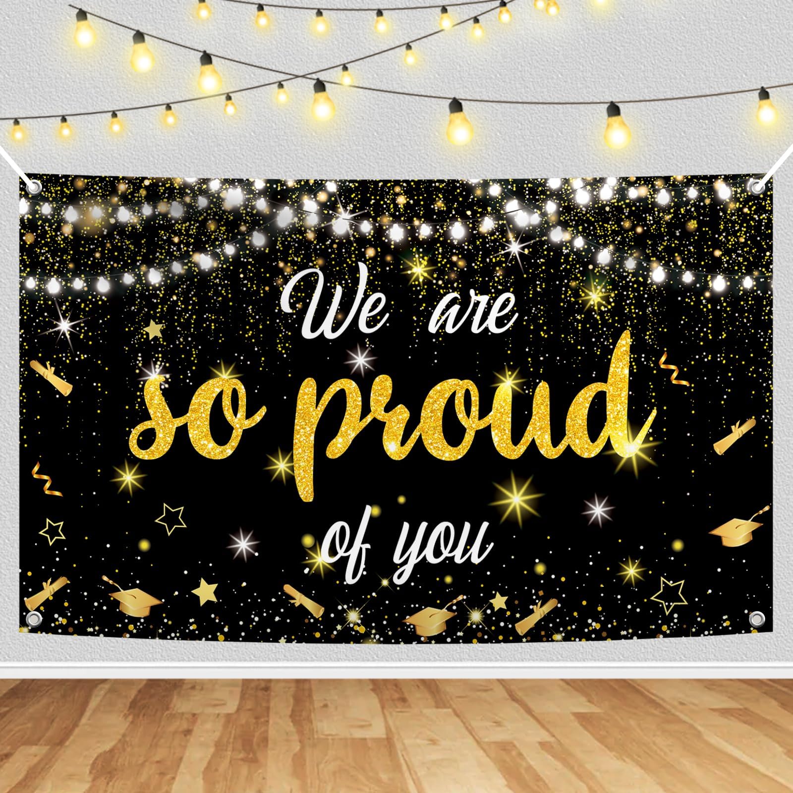 Amazon.com: We are So Proud of You Banner Blue Congratulations Banner ...