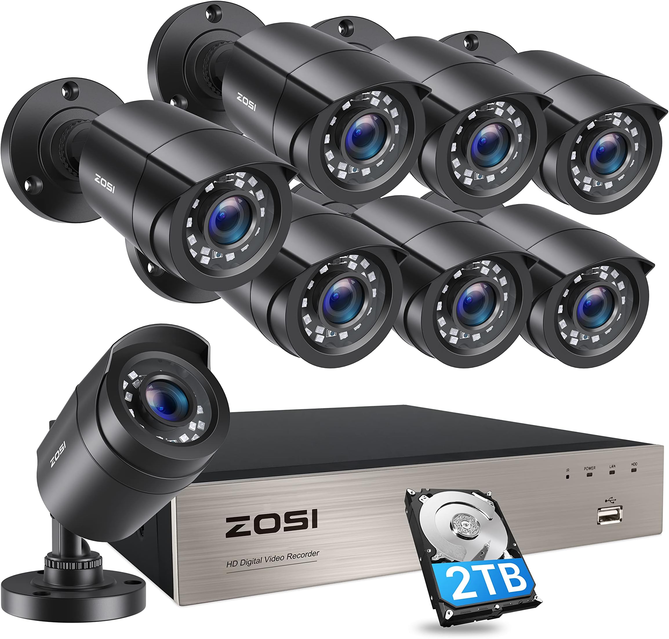 Anlapus FULL HD 1080P H.265+ Kit Vidéo Caméra Surveillance Extérieure ...