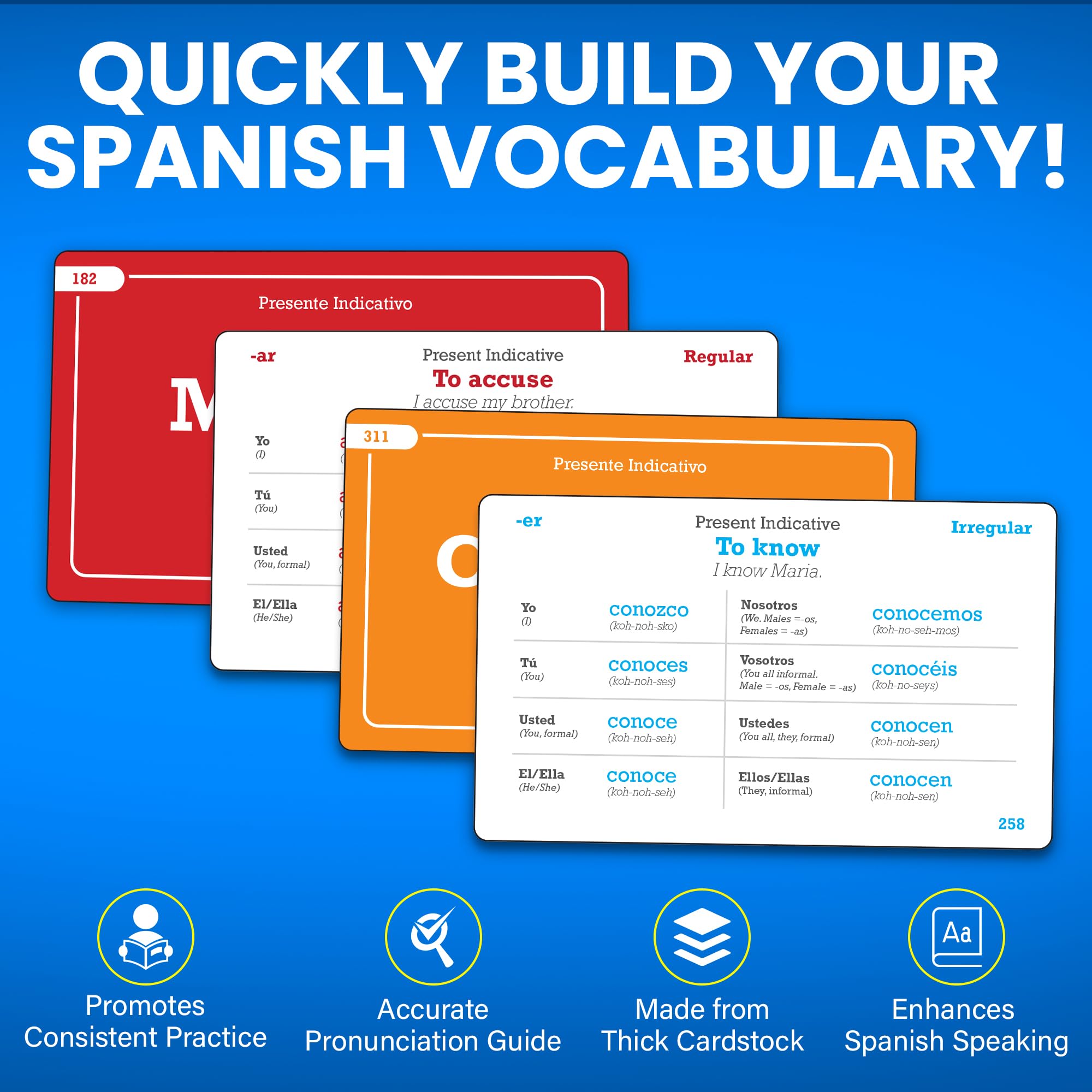 Spanish English Flash Cards Zastic! 363 Spanish Verb Conjugation Flash ...