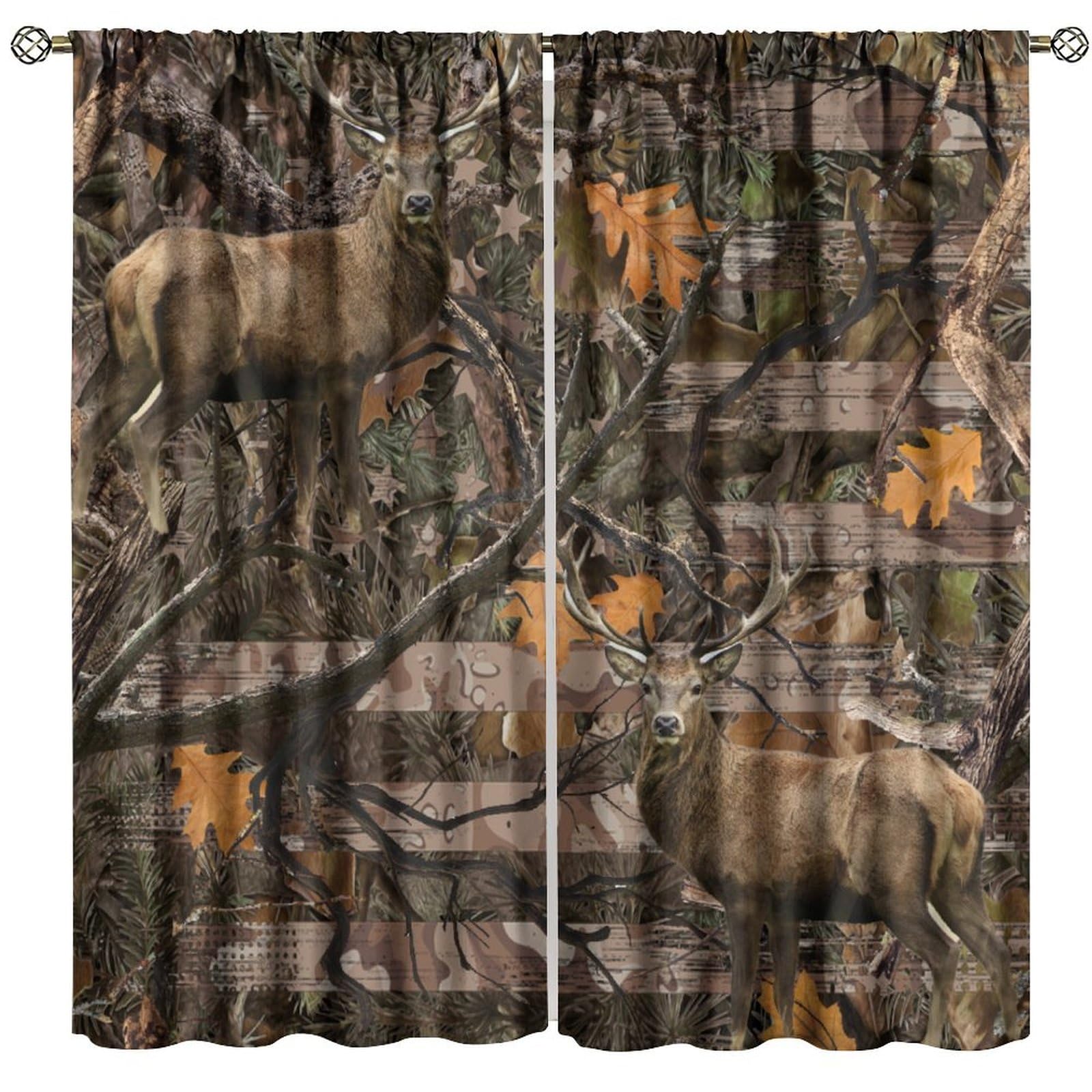 Amazon.com: Camo Deer Blackout Window Curtains Woodland Mossy Forest ...