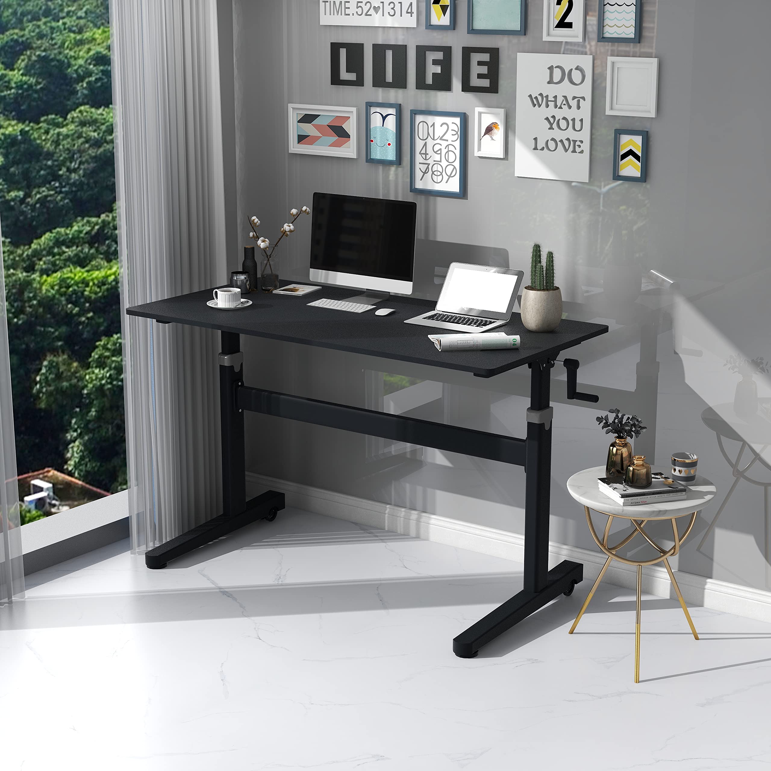 Win Up Time Manual Standing Desk Adjustable Height Heavy Duty- Crank ...