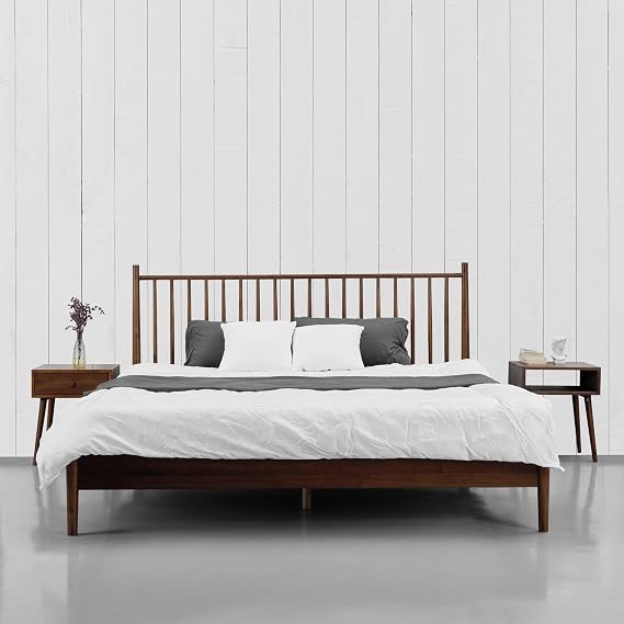 Amazon.com: NTC Inno Wooden Bed Frame with Headboard, Solid Oak and ...