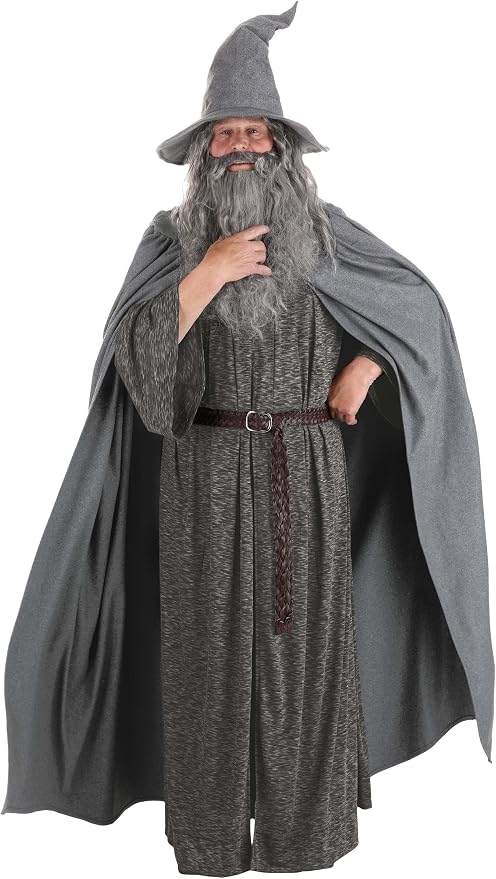 Amazon.com: Adult Men's Gandalf the Grey Costume Wizard Robe Cloak Hat ...