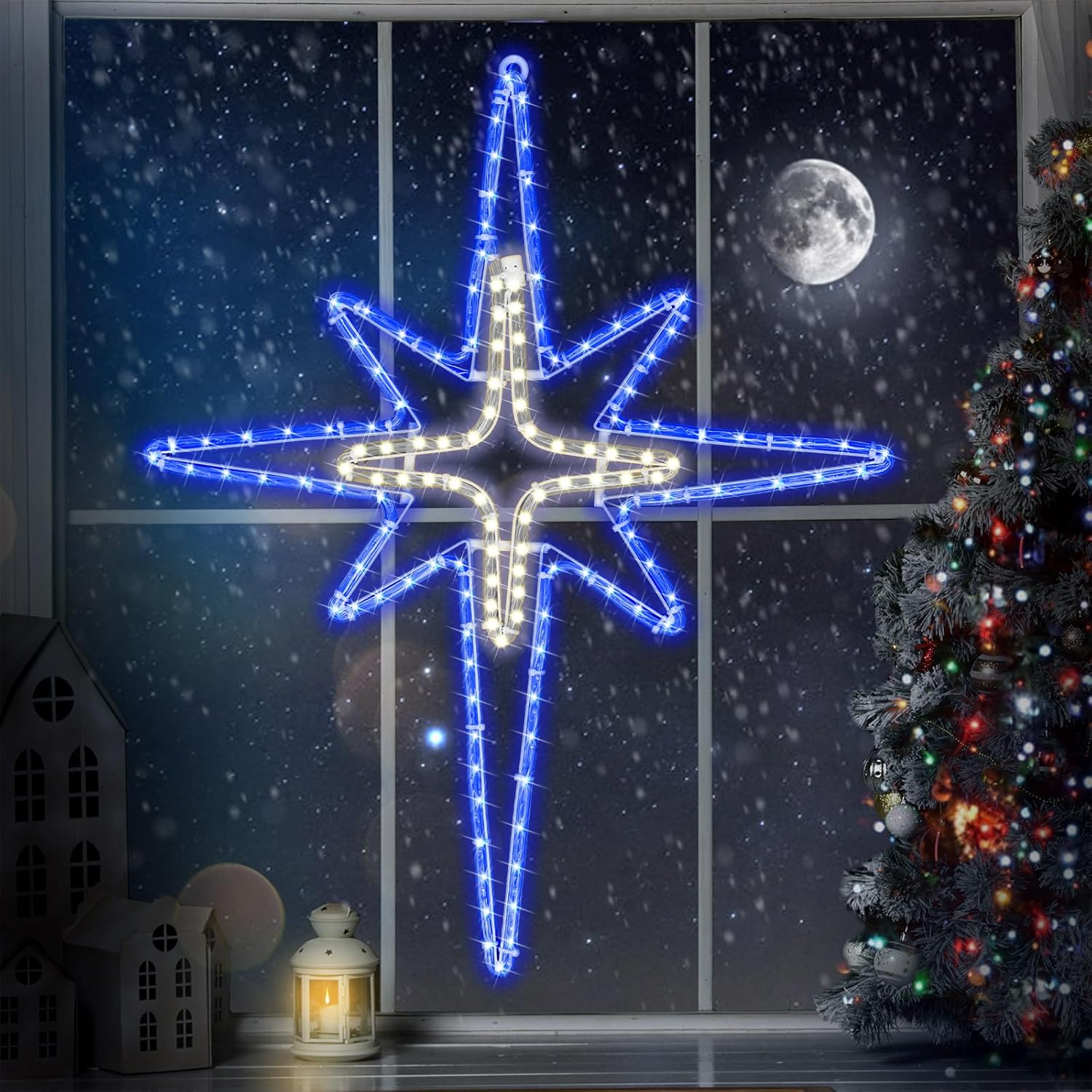 Amazon.com : Wettal 28" Christmas Star of Bethlehem LED Star Hanging ...