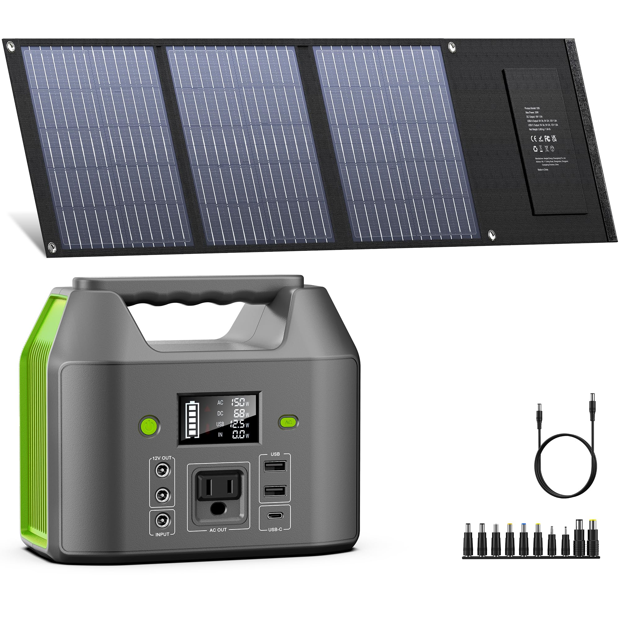 Amazon.com: EnginStar Portable Power Station with 30W Solar Panel, 150W ...