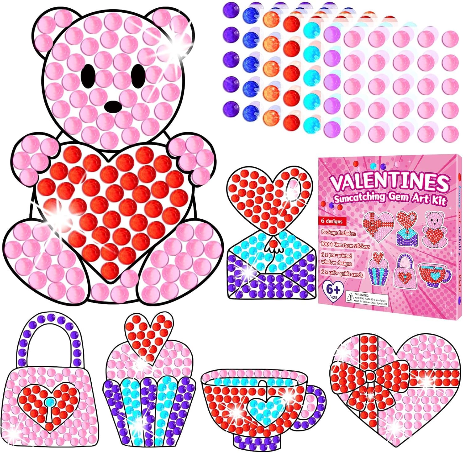 Amazon.com: Qyeahkj 6 Pcs Valentine's Day Arts Crafts DIY Heart Bear ...