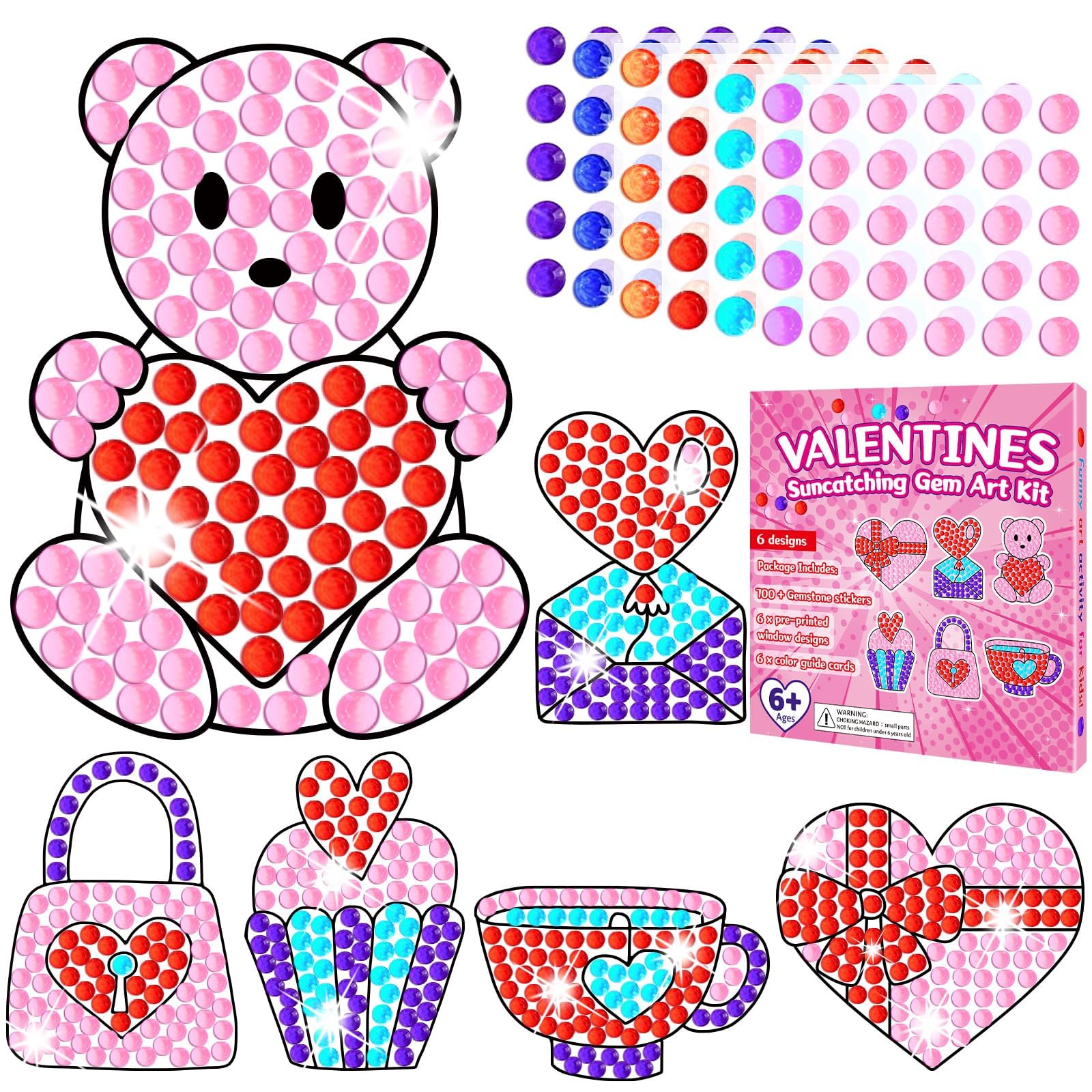 Amazon.com: Qyeahkj 6 Pcs Valentine's Day Arts Crafts DIY Heart Bear ...
