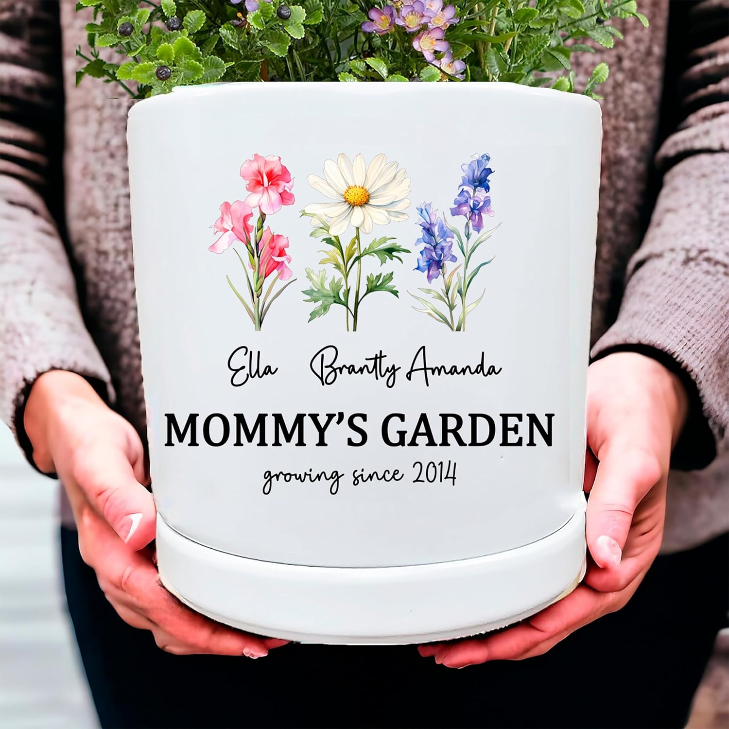 Amazon.com : LOGGOL Personalized Birth Month Ceramic Flower Pot ...