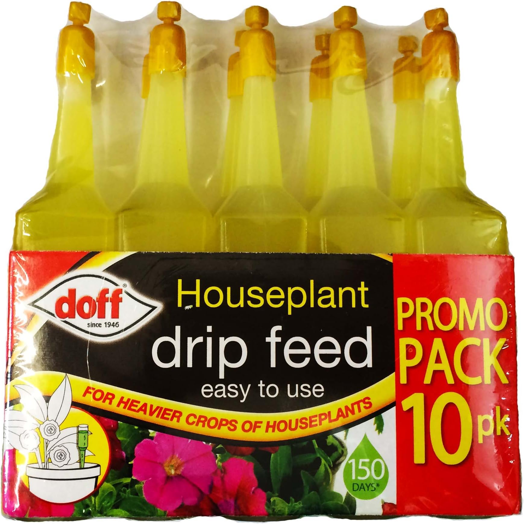 Doff Houseplant Liquid Drip Feeders Easy To Use - Pack of 10 : Amazon ...