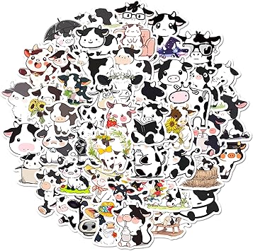 Cute Cow Stickers 50PCS, Waterproof Vinyl Farm Animal Decals for ...