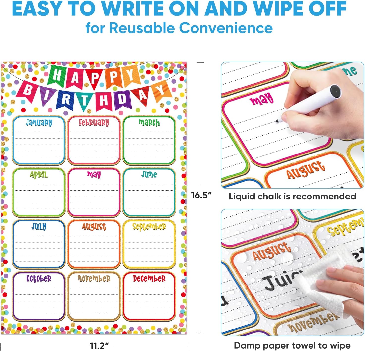 FaCraft Birthday Chart Poster for Classroom - Barbados | Ubuy