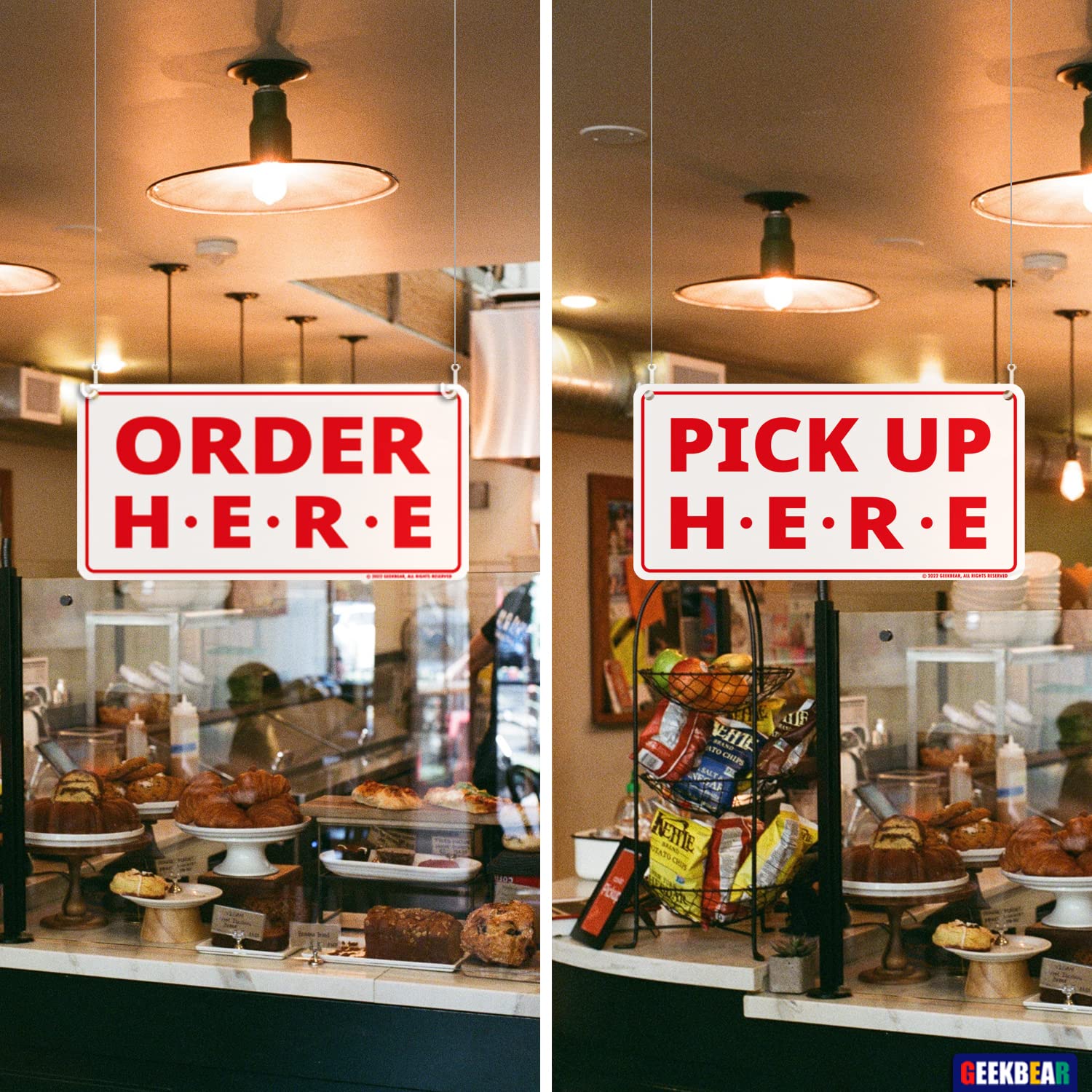 GEEKBEAR Order Here and Pick Up Here Signs (White) – Premium Order Here ...