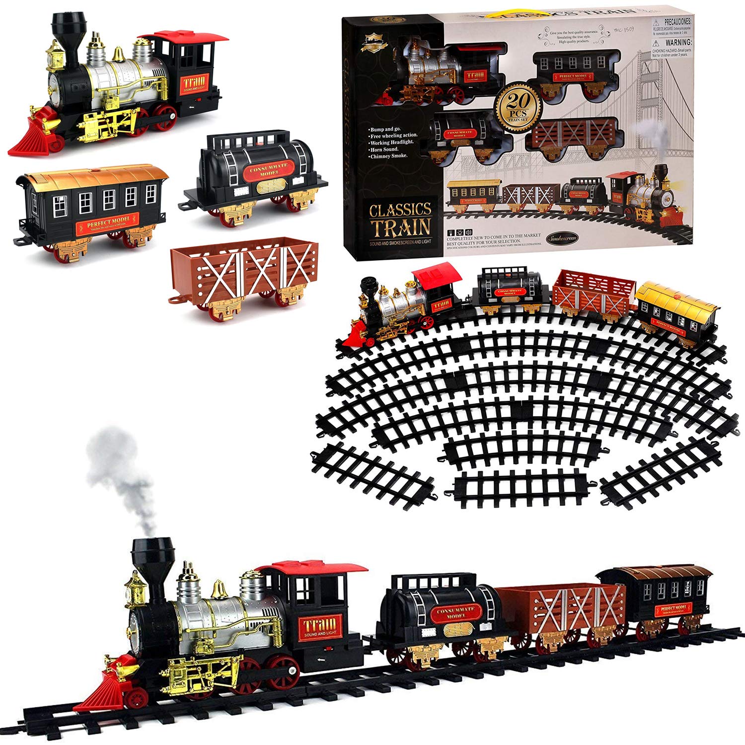 Amazon.com: Limited Edition Large 20-Peice Classic Train Set with Safe ...