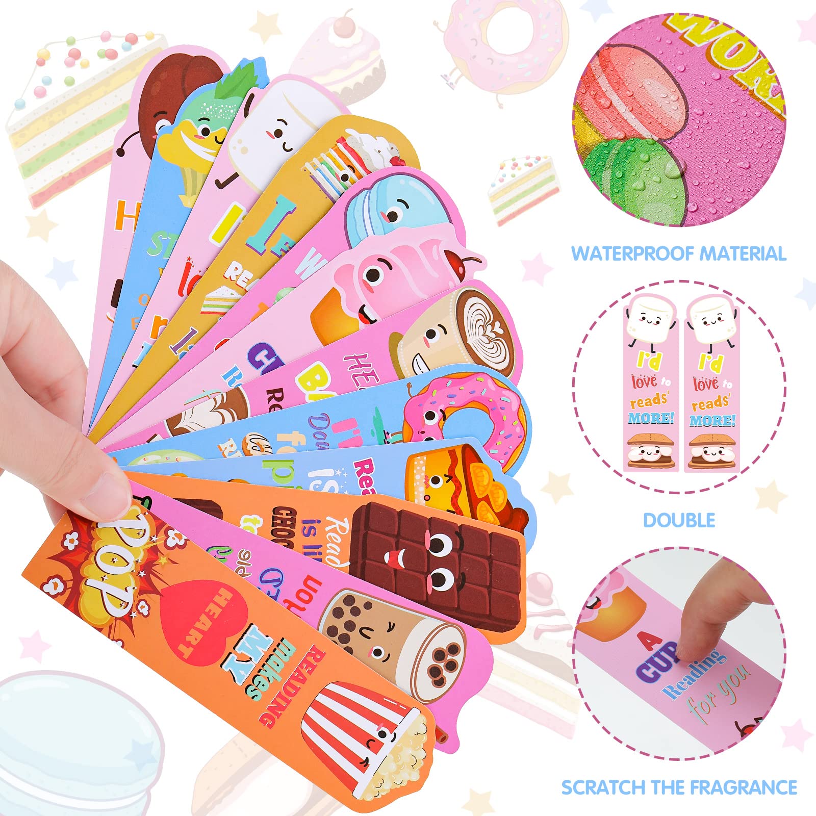Snapklik.com : 60 Pieces Dessert Scented Bookmarks Kids Bulk Scratch ...