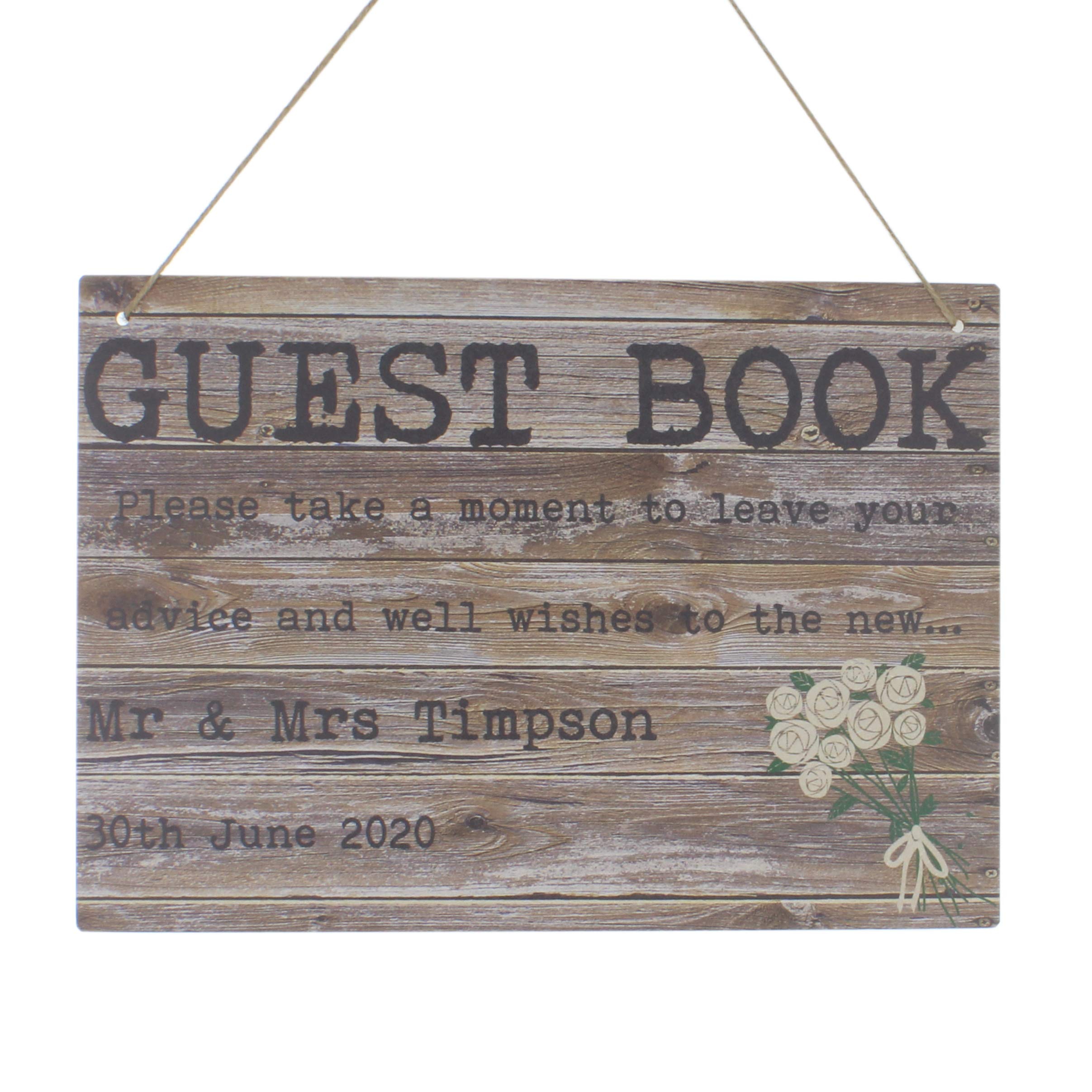 Buy Please Sign Our Wedding Guest Book Rustic Sign Personalised Wooden ...