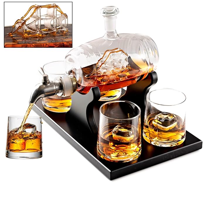 Buy Whiskey Decanter Barrel Gift Set - Liquor Dispenser Whiskey Gifts ...