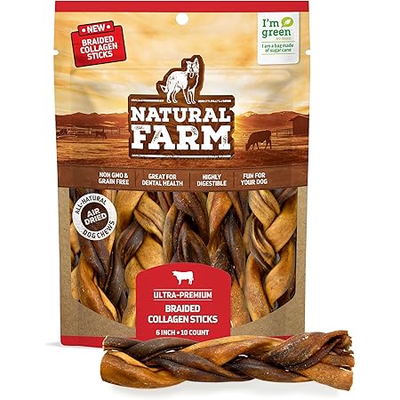 Amazon.com : Natural Farm Braided Collagen Chews for Dogs (6 Inch, 10 ...