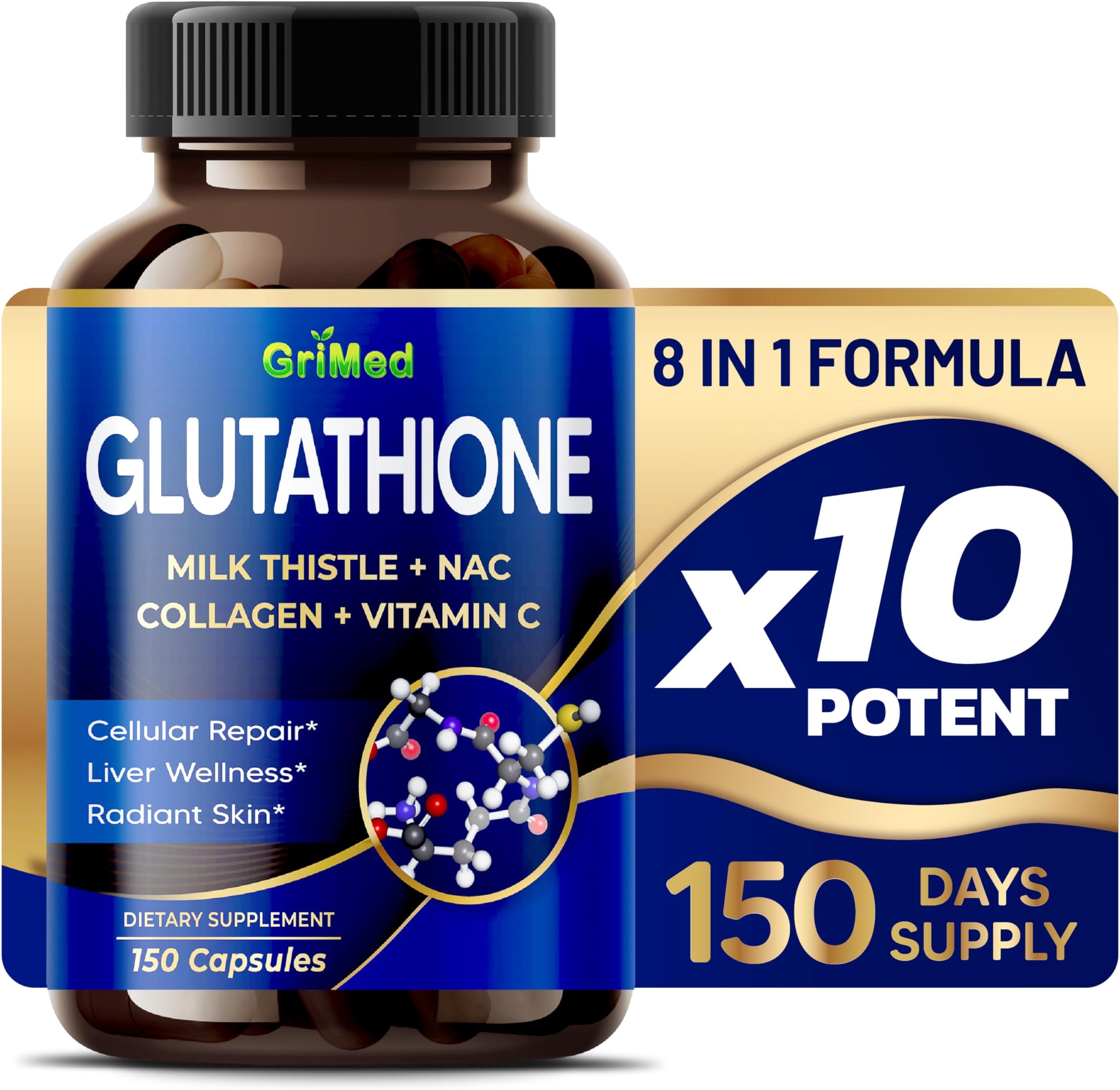 Amazon.com: GriMed Glutathione 11,200mg - X10 Power with Milk Thistle ...