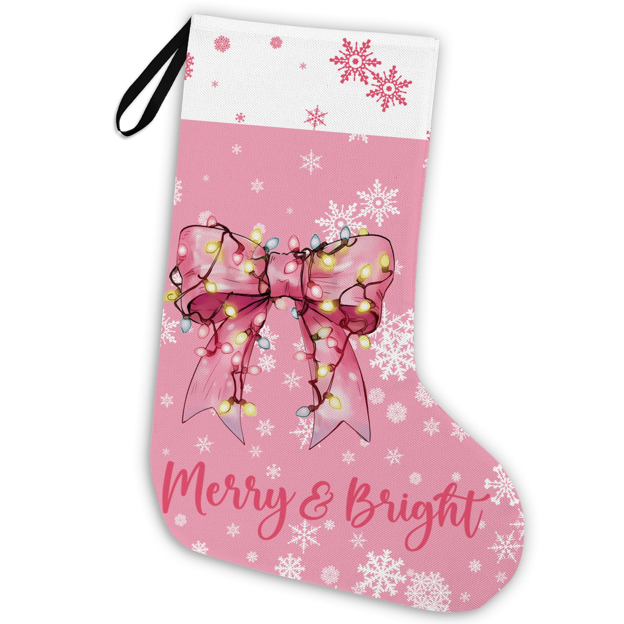 Amazon.com: KFXHANGD Pink Bow Christmas Stocking 18 Inches, Pink ...