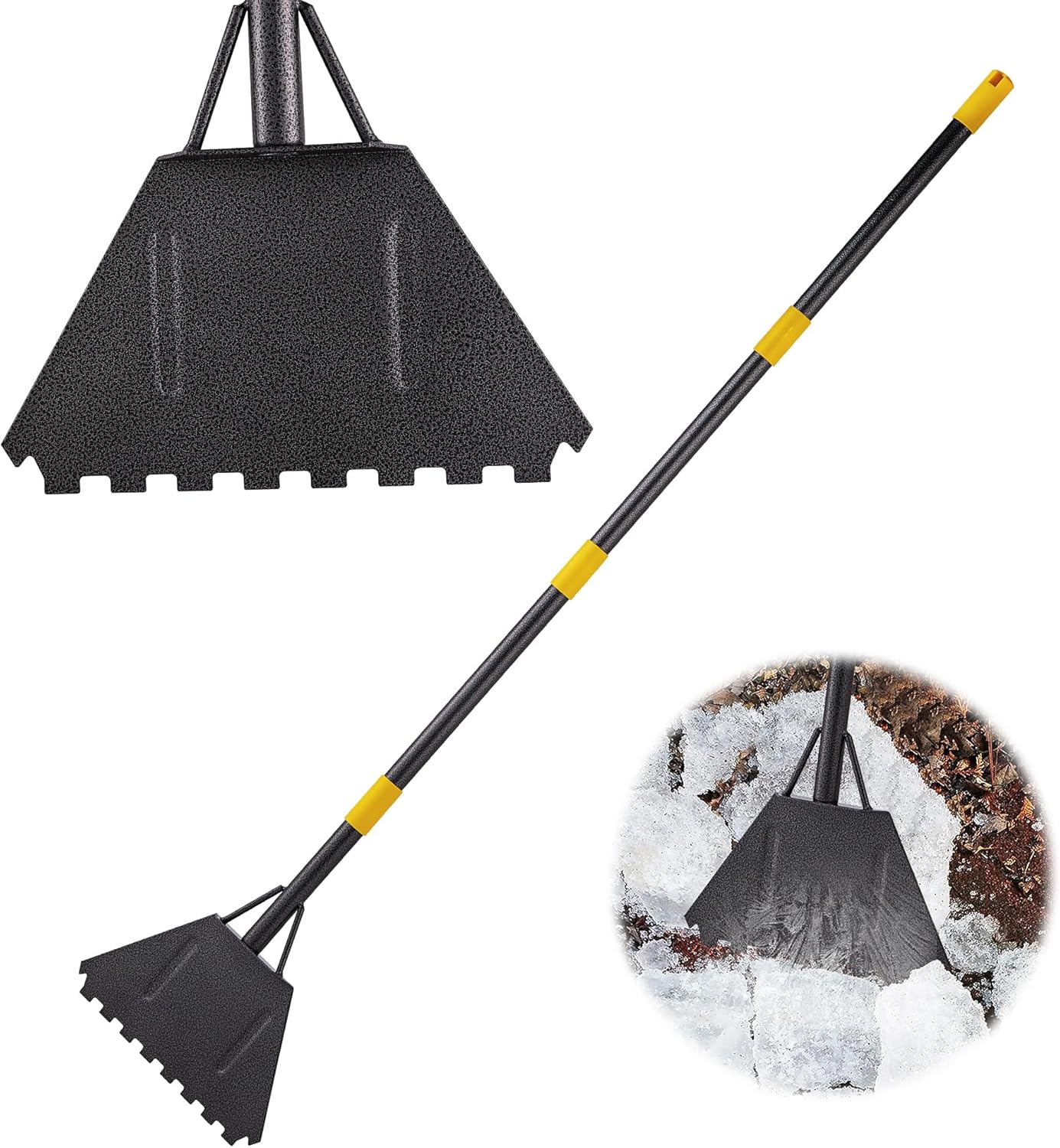 DwelSpire Ice Shovel with Long Handle Adjustable 32-60 Inches, Heavy ...