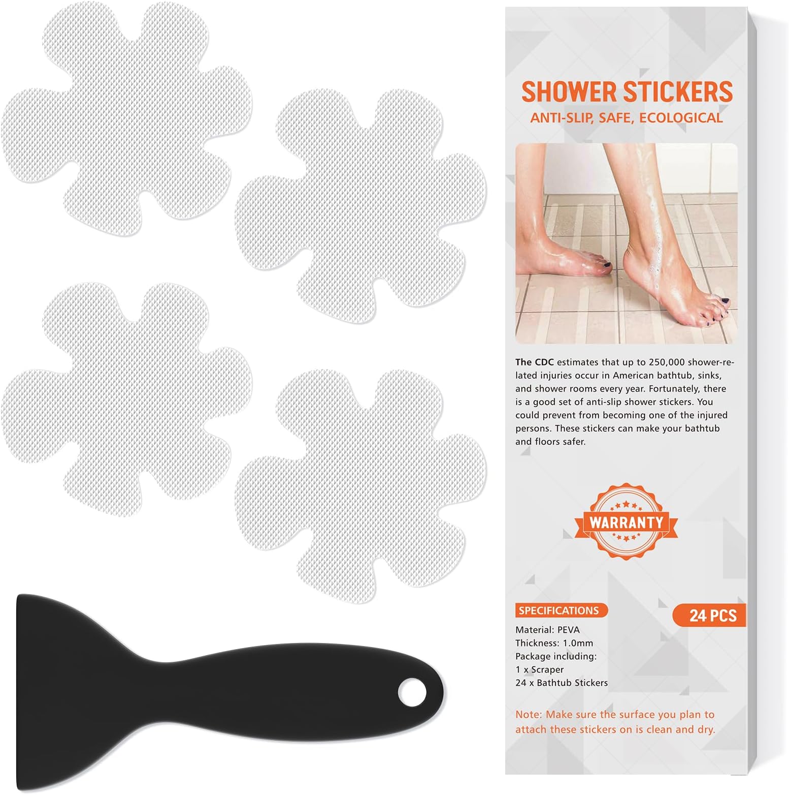 Amazon.com: Secopad 24 PCS Patented Anti Slip Shower Stickers and 14 ...