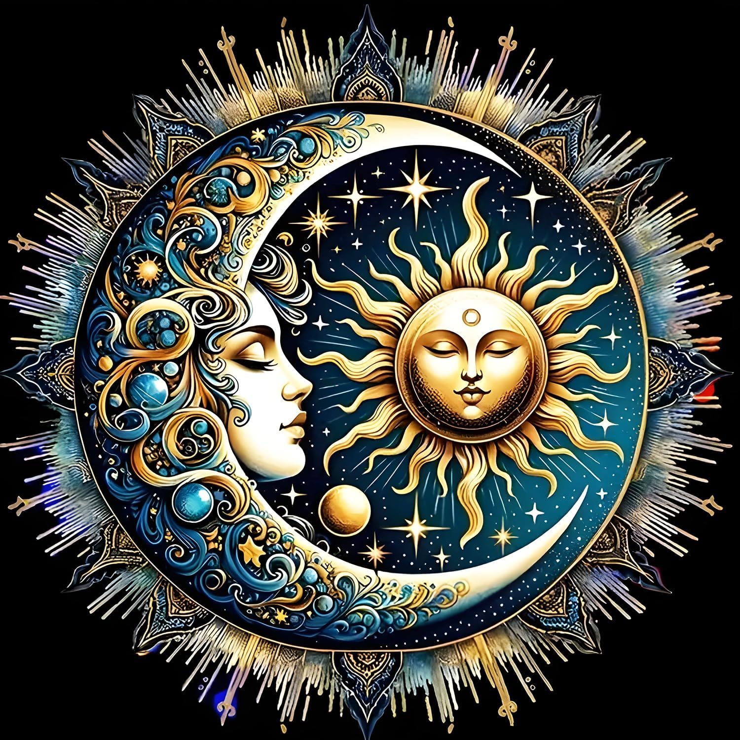 Amazon.com: GDYEEH DIY 5D Sleepy Sun and Moon Diamond Art Kits, Round ...