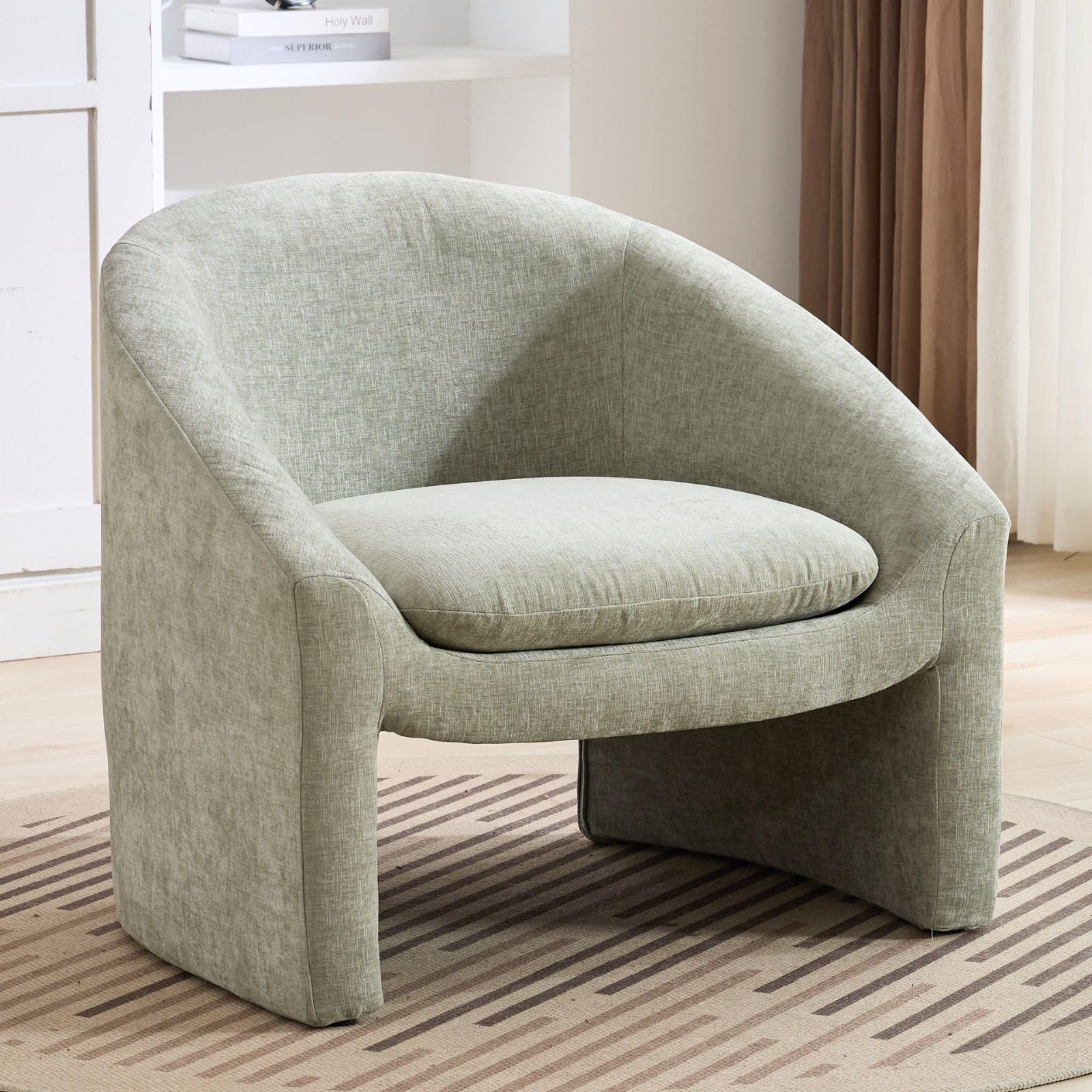 Amazon.com: ROCITY Green Accent Chair Modern Barrel Accent Chair ...