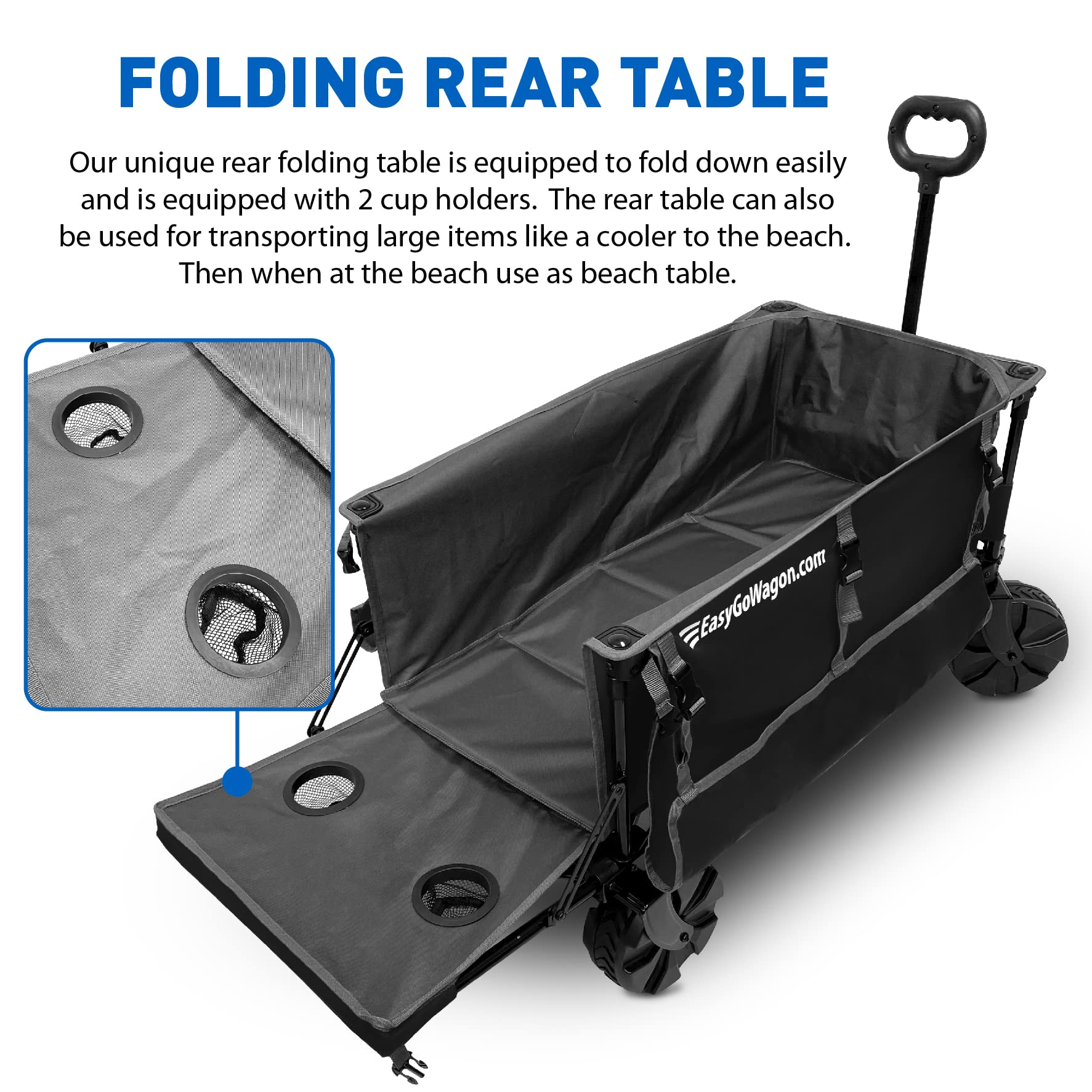 EasyGoProducts Deluxe Folding Beach Wagon – Big Wheel Beach Cart w ...