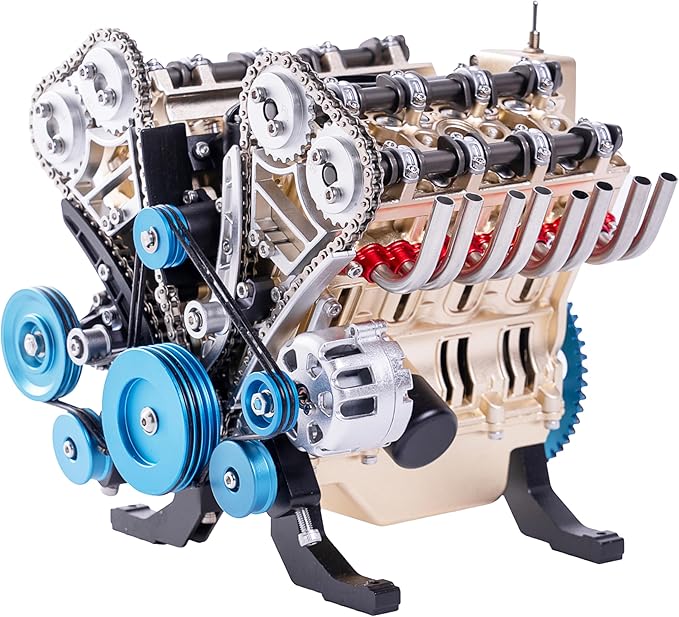 Amazon.com: TECHING Mini v8 Engine Model kit That Runs Mechanical Metal ...