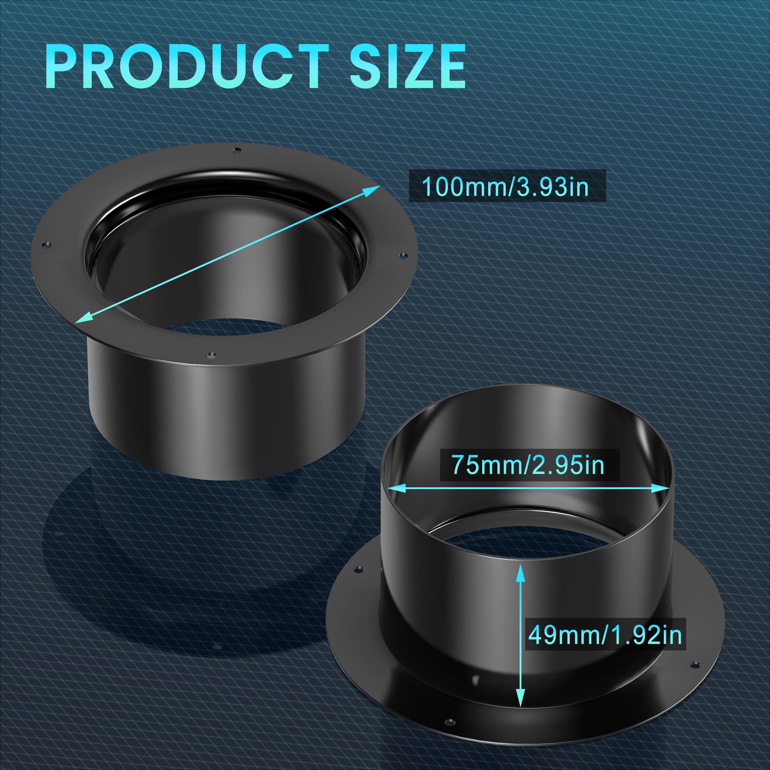 Snapklik.com : 3 Inch Duct Connector, 75mm Plastic Straight Pipe Flange ...