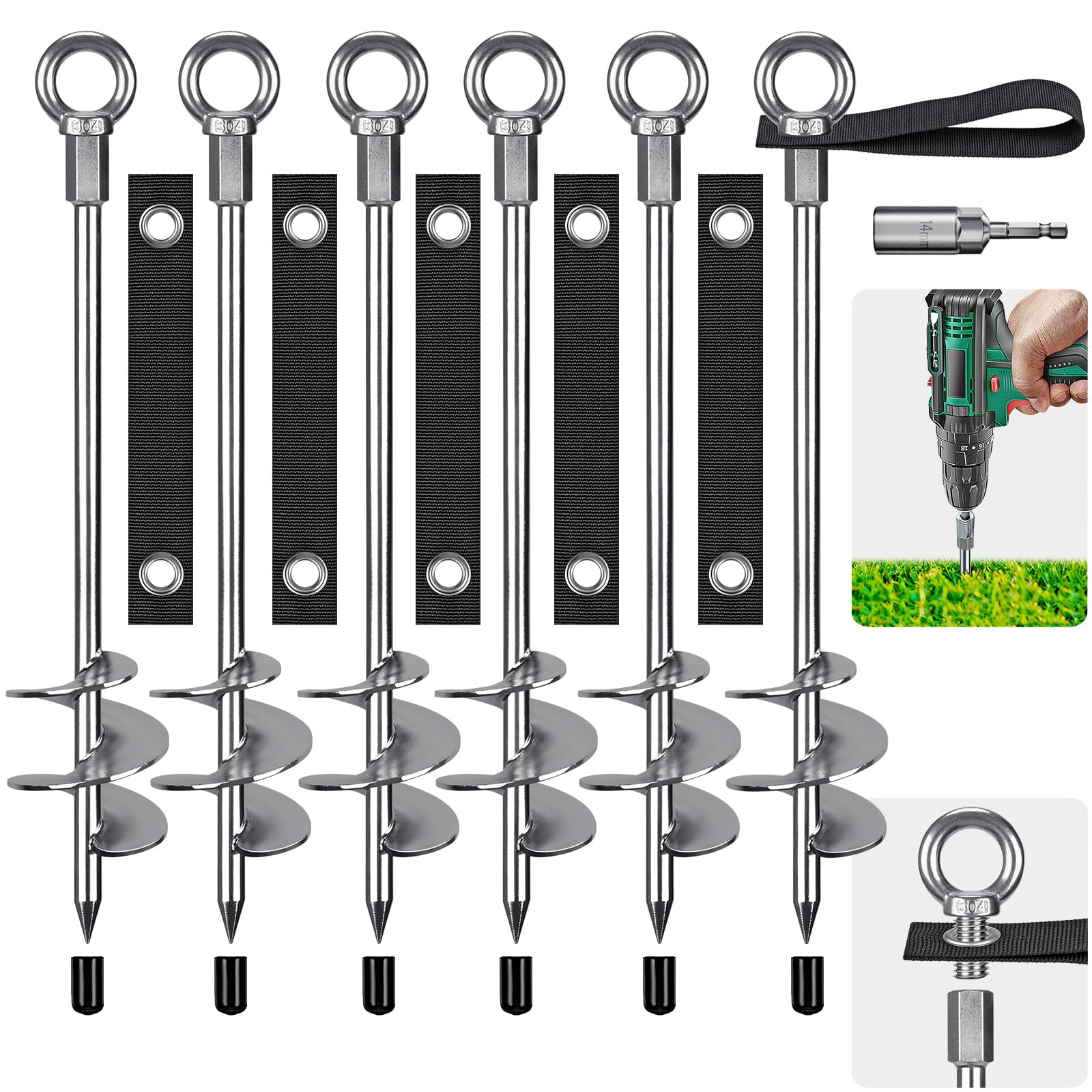 Amazon.com : Insaga Fully Welded Ground Anchors, 18'' Spiral Earth ...