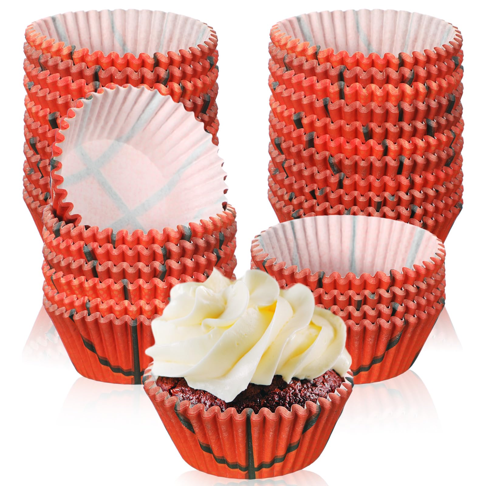Amazon.com: Maxcheck 300 Pcs Basketball Cupcake Liners Basketball ...