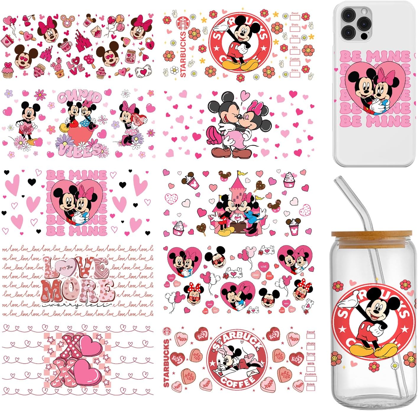 Amazon.com: YOKUSHI UV DTF Cup Wraps for 16 OZ, 10 Sheets Cute Cartoon ...