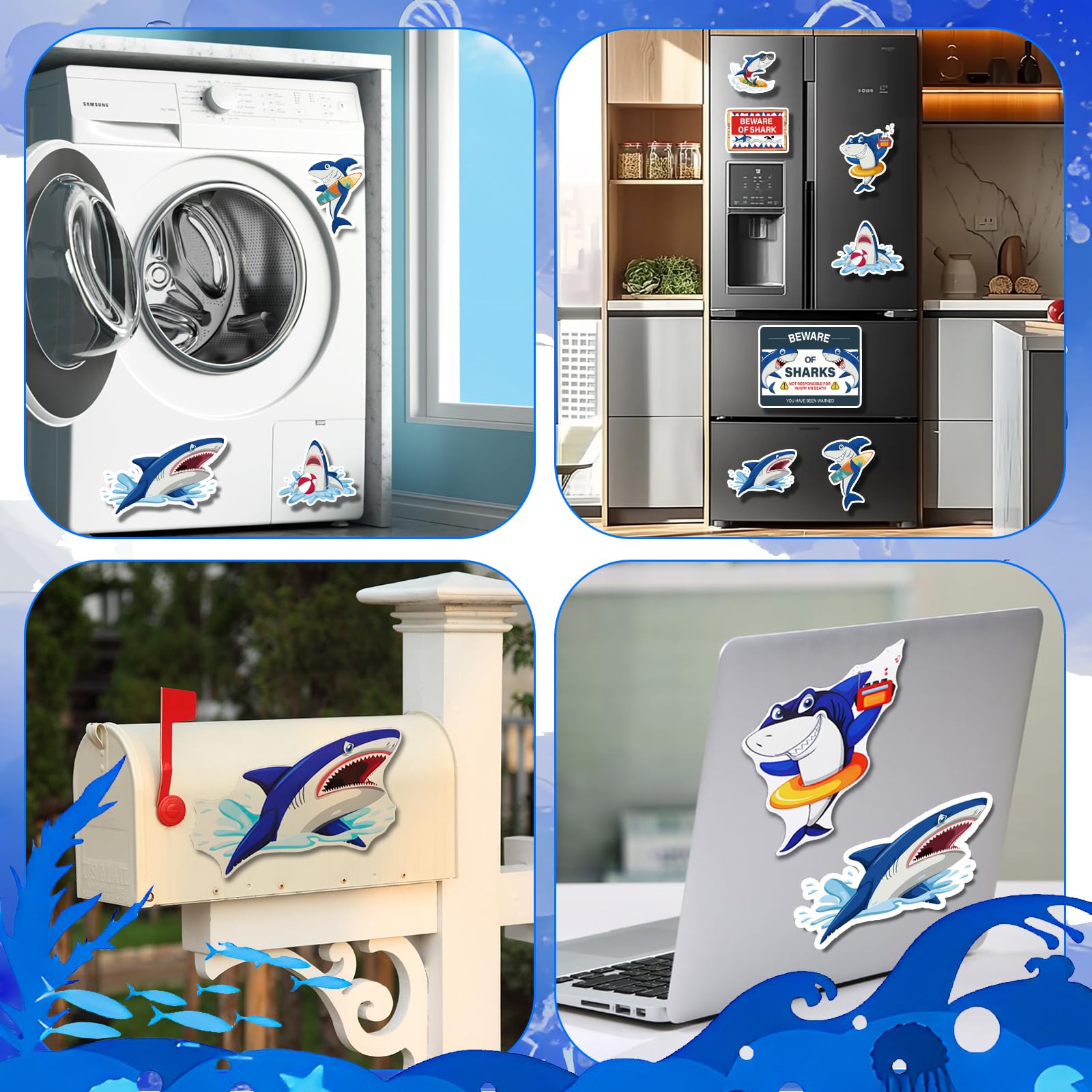Snapklik.com : Shark Party Decorations Shark Cruise Door Magnets Summer ...