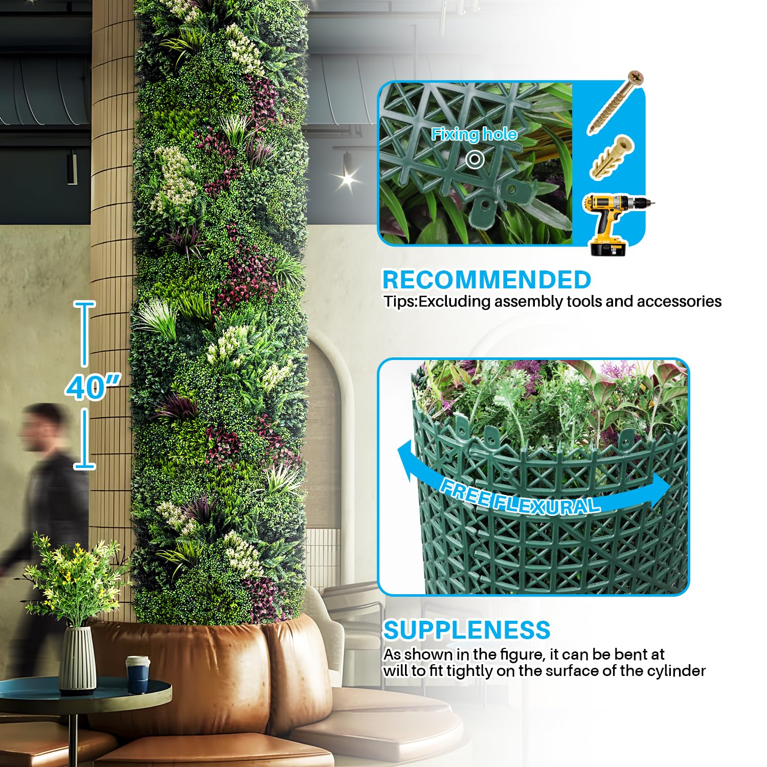 Snapklik.com : Patio Paradise Artificia Grass Wall Panels 40" X 40"