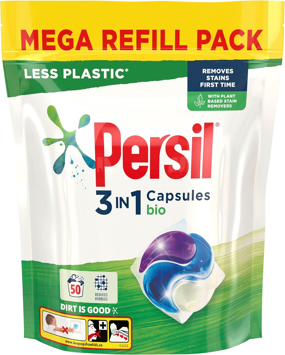 Persil Bio Laundry Washing Capsules brilliant stain removal mega refill ...