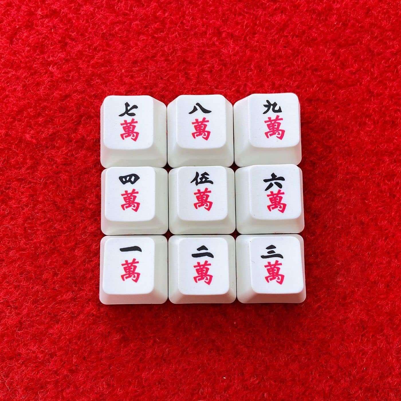 PBT Keycaps 9 Keys Set, Chinese Mahjong Wan Words Keycaps, Dye ...