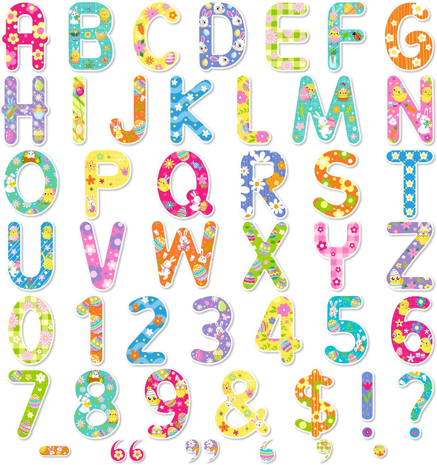Amazon.com: Faccito 176 Pcs Easter Letters Numbers Cutouts Spring ...